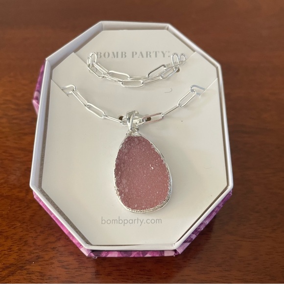 Bomb Party | Jewelry | Bomb Party Pink Dripping In Druzy Necklace ...